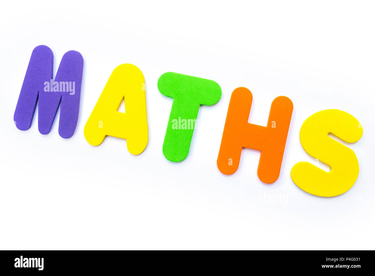 The word MATHS spelt in multi-coloured letters Stock Photo - Alamy