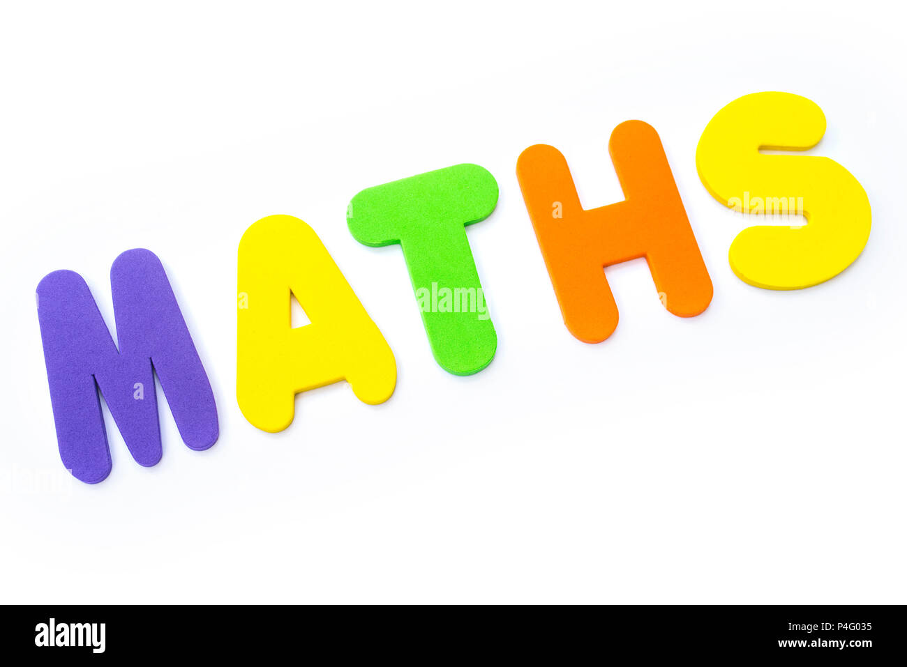 The word MATHS spelt in multi-coloured letters Stock Photo - Alamy