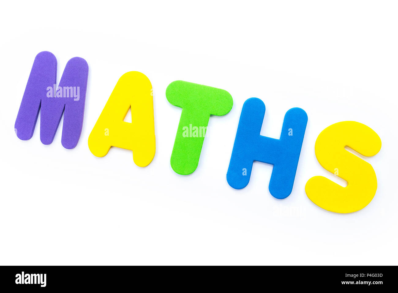 The word MATHS spelt in multi-coloured letters Stock Photo - Alamy