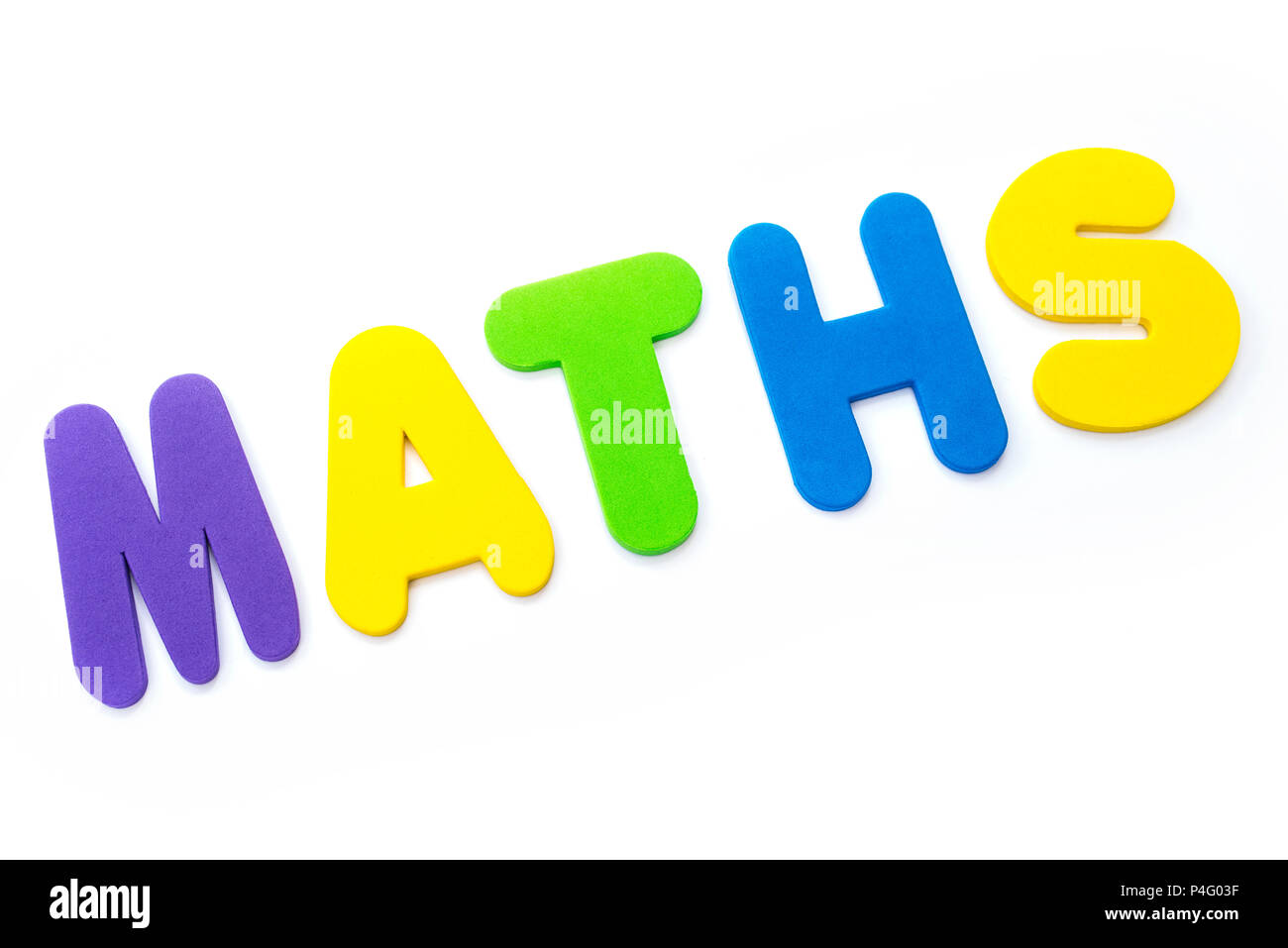 The word MATHS spelt in multi-coloured letters Stock Photo - Alamy