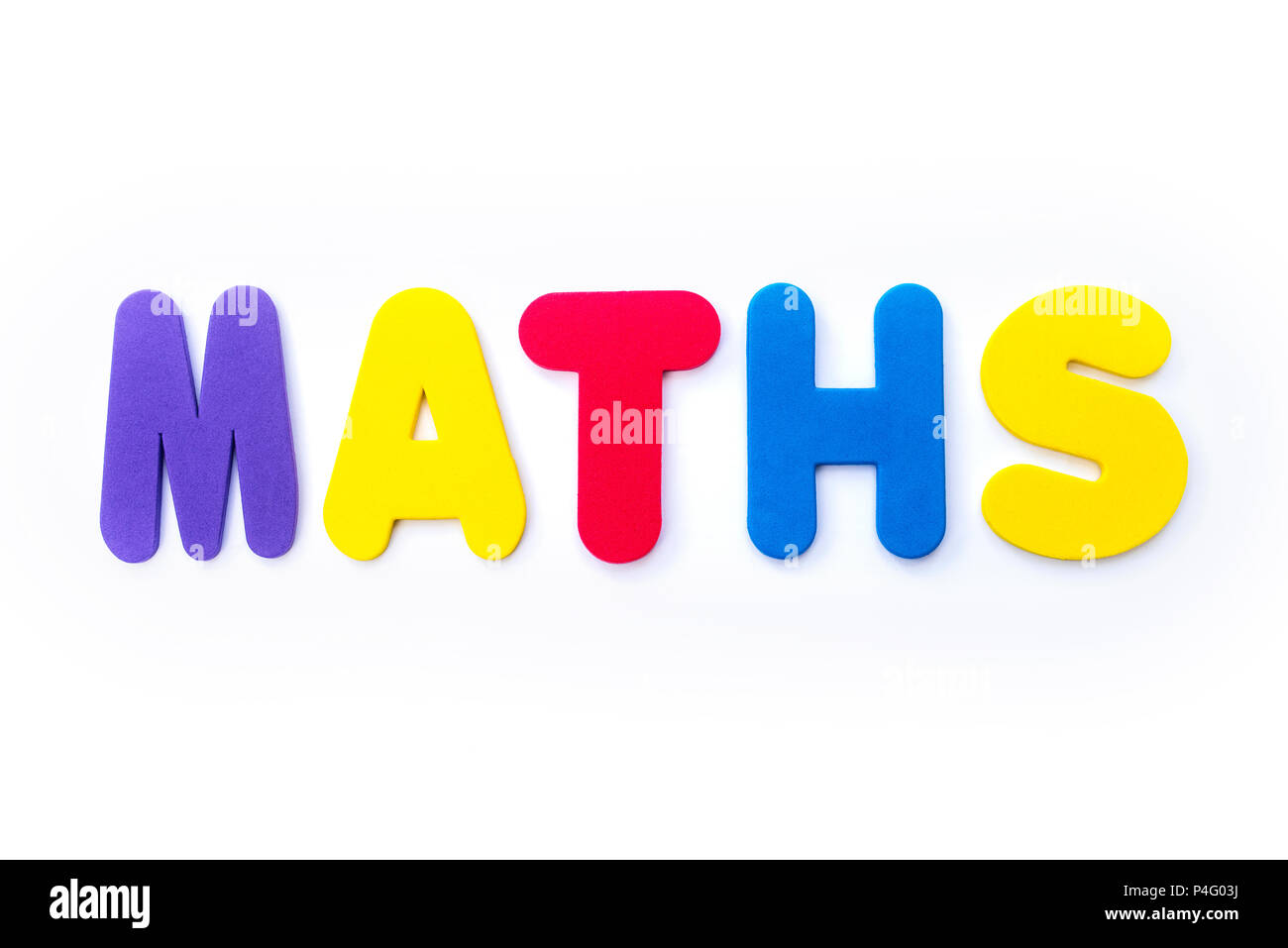 The word MATHS spelt in multi-coloured letters Stock Photo - Alamy