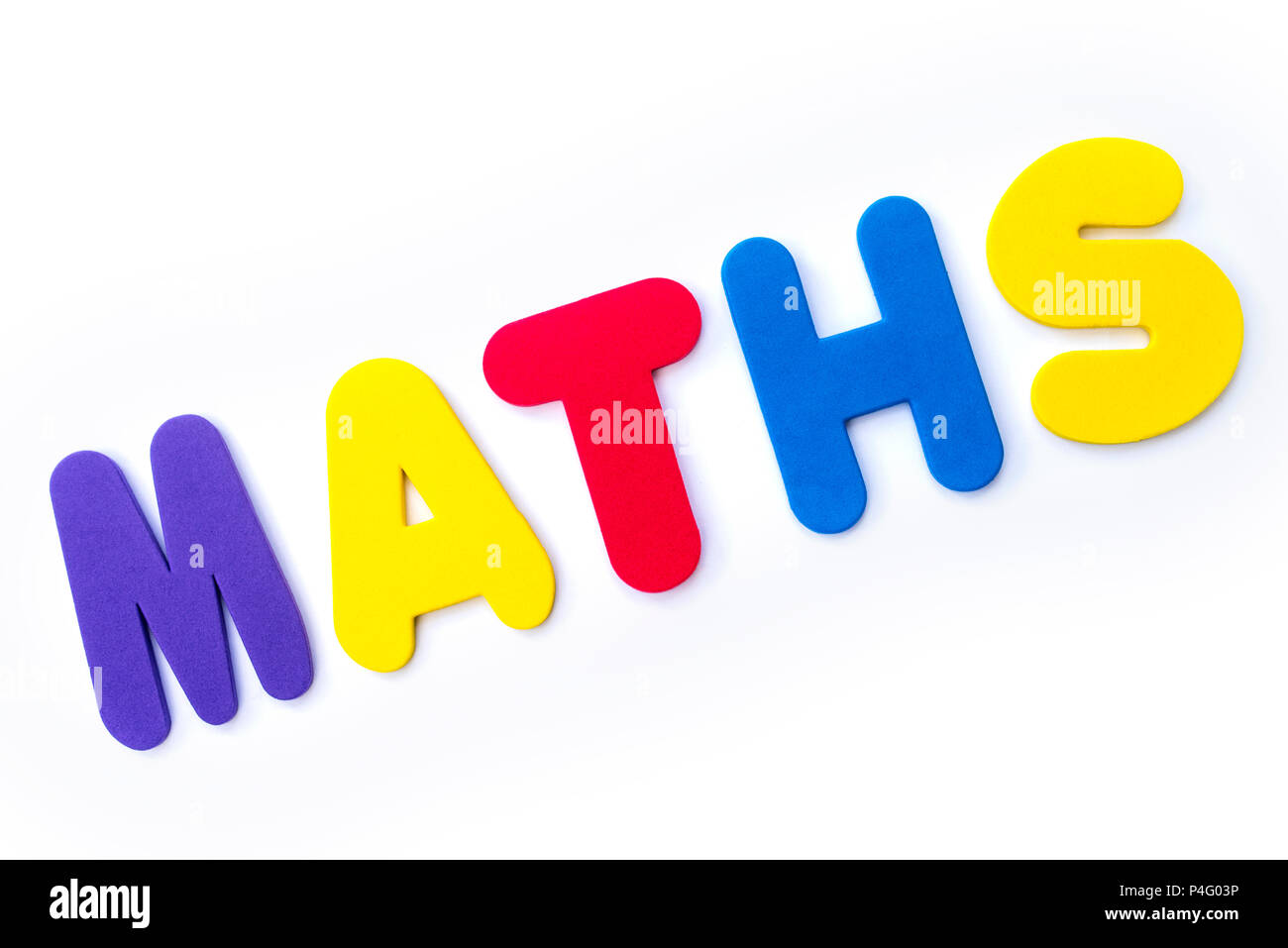 The word MATHS spelt in multi-coloured letters Stock Photo - Alamy