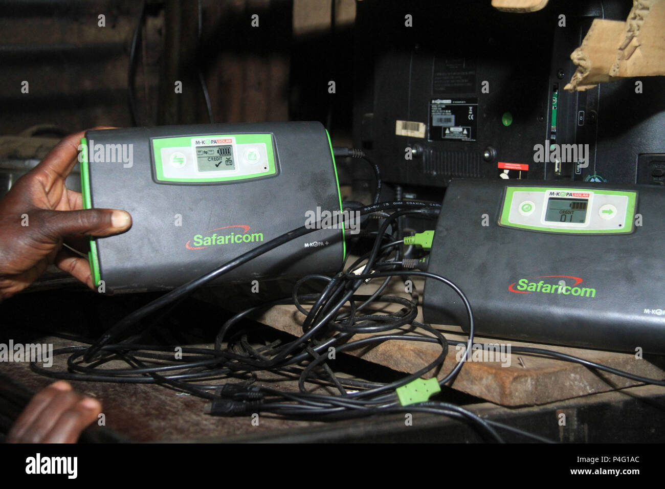 Manyatta, Kenya. 20th Apr, 2018. Lithium batteries of a solar system ...