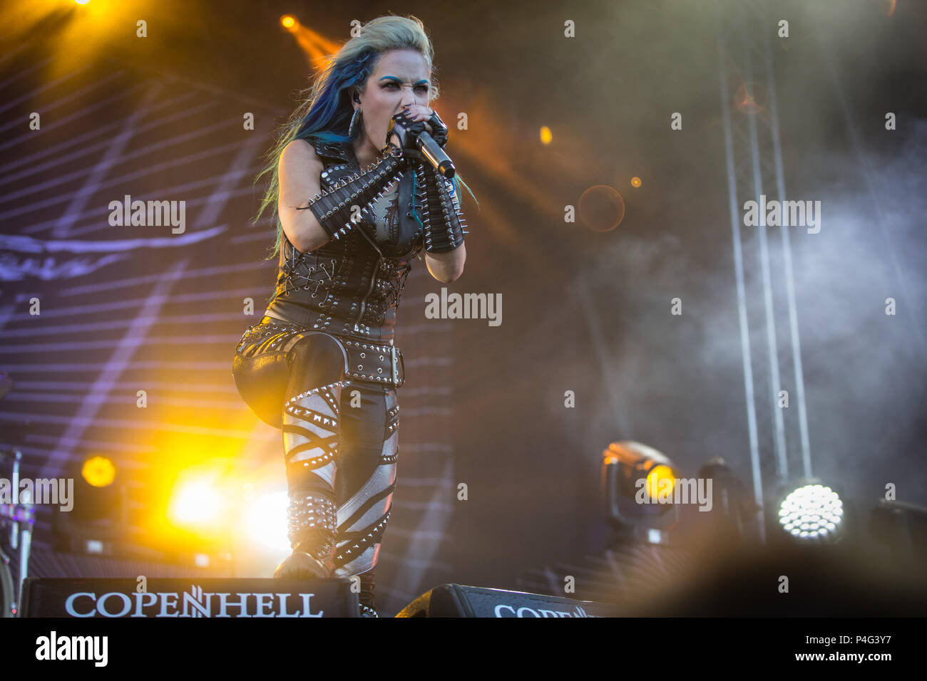 Copenhagen, Denmark. 21 June 2018. . The Swedish melodic death metal band Arch Enemy performs a ...