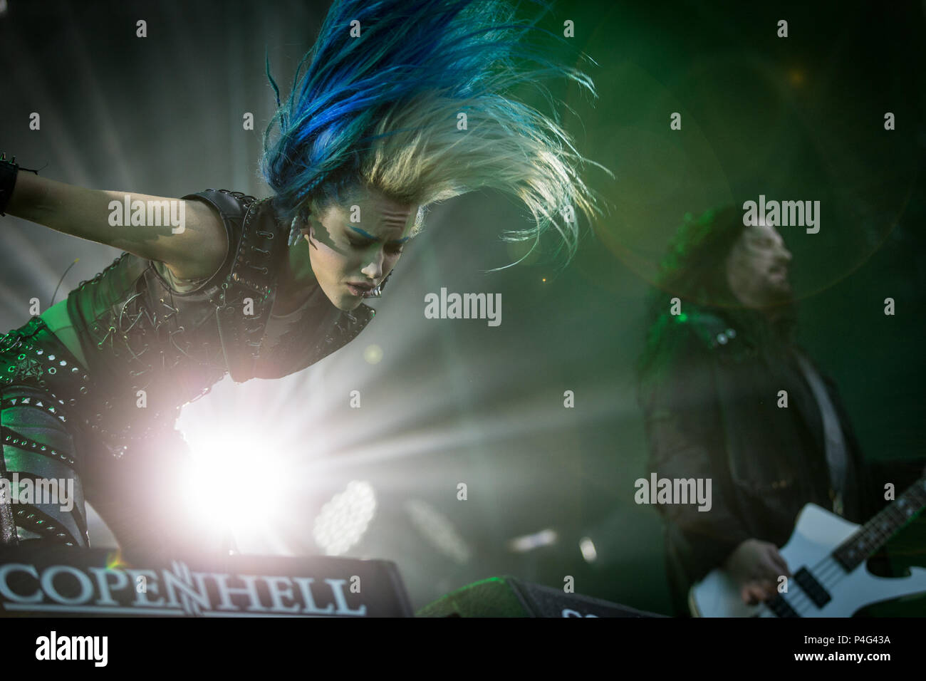 Copenhagen, Denmark. 21 June 2018. . The Swedish melodic death metal band Arch Enemy performs a ...