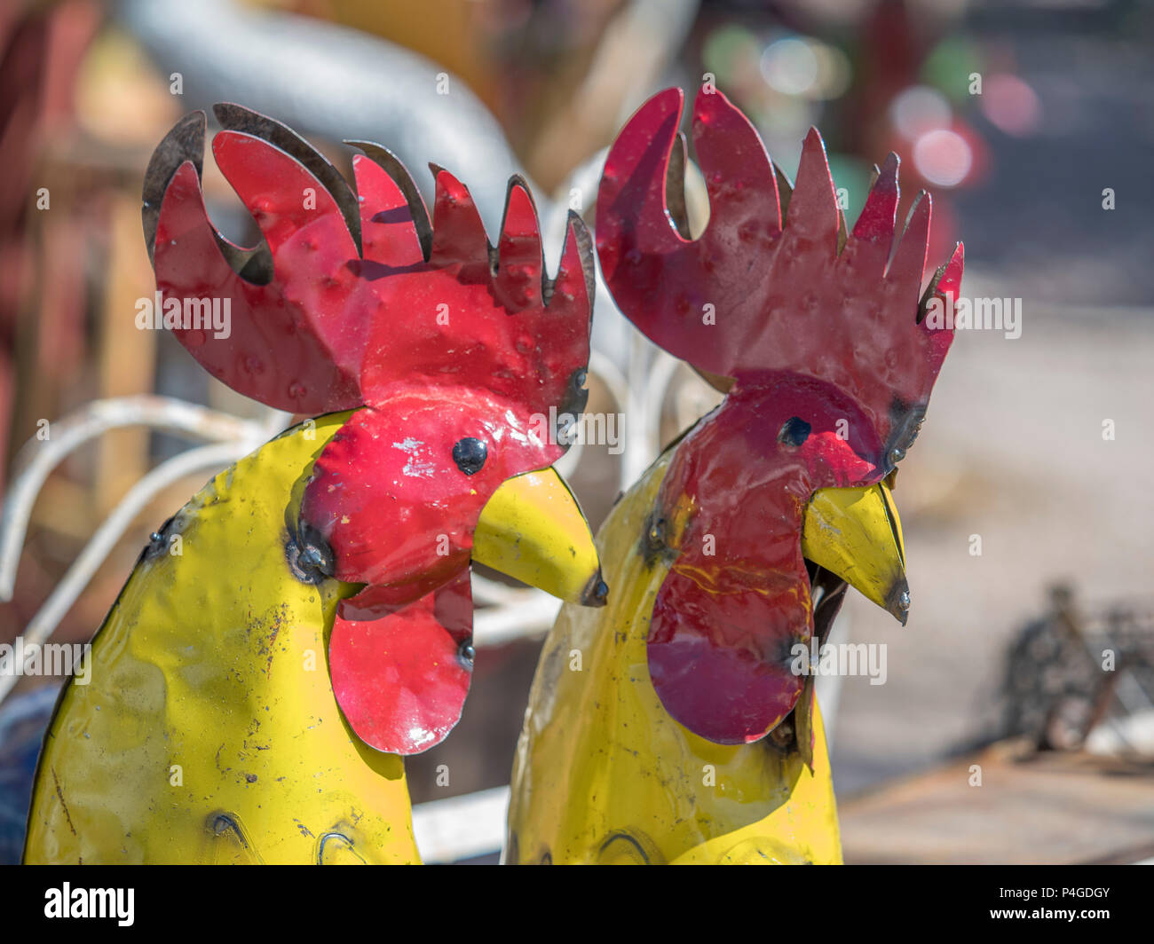 Hand painted metal roosters hi-res stock photography and images - Alamy