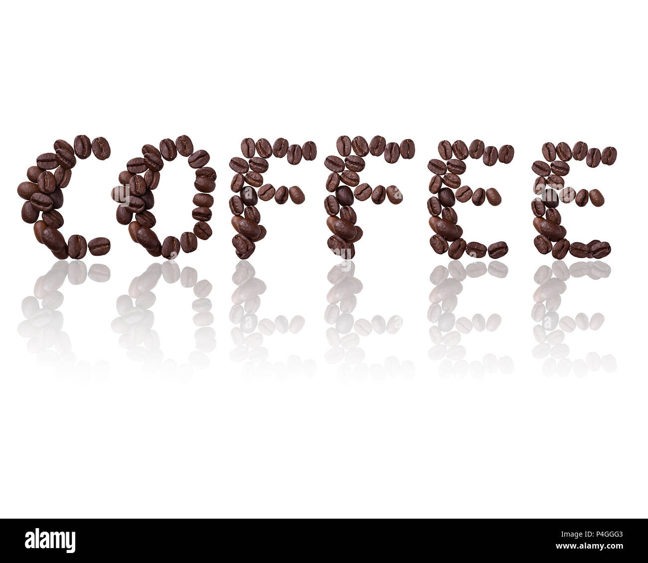 word coffee made from coffee beans isolated on White background Stock ...