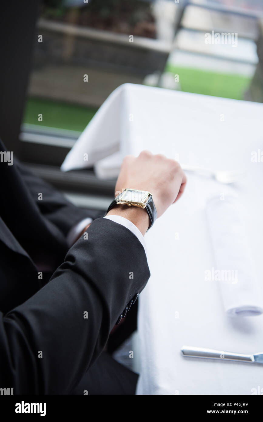 close up view of stylish watch on male wrist Stock Photo - Alamy