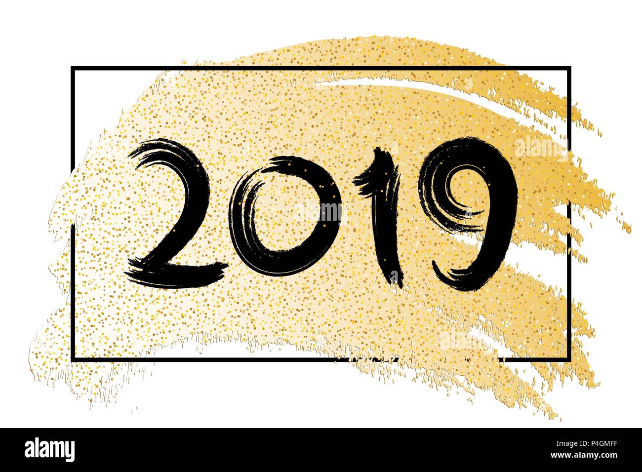 Gold glitter 2019 happy Cut Out Stock Images & Pictures - Alamy