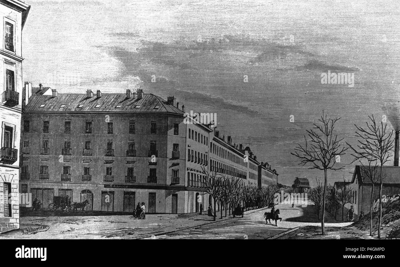 MADRID - CALLE DE SERRANO - 1870 - GRABADO SIGLO XIX. Author: ALBEROLA ...