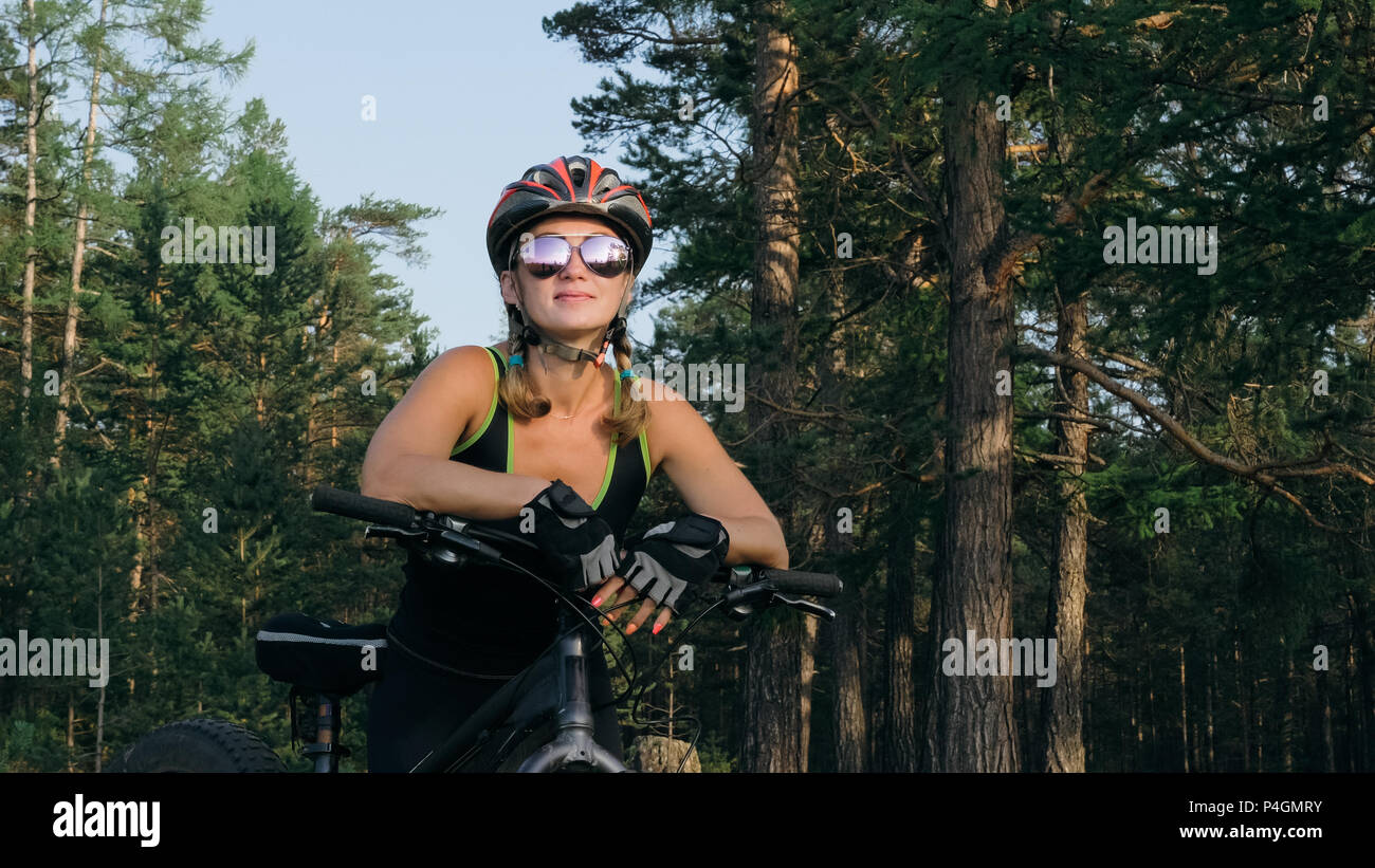Fat bike also called fatbike or fat-tire bike in summer riding in the ...
