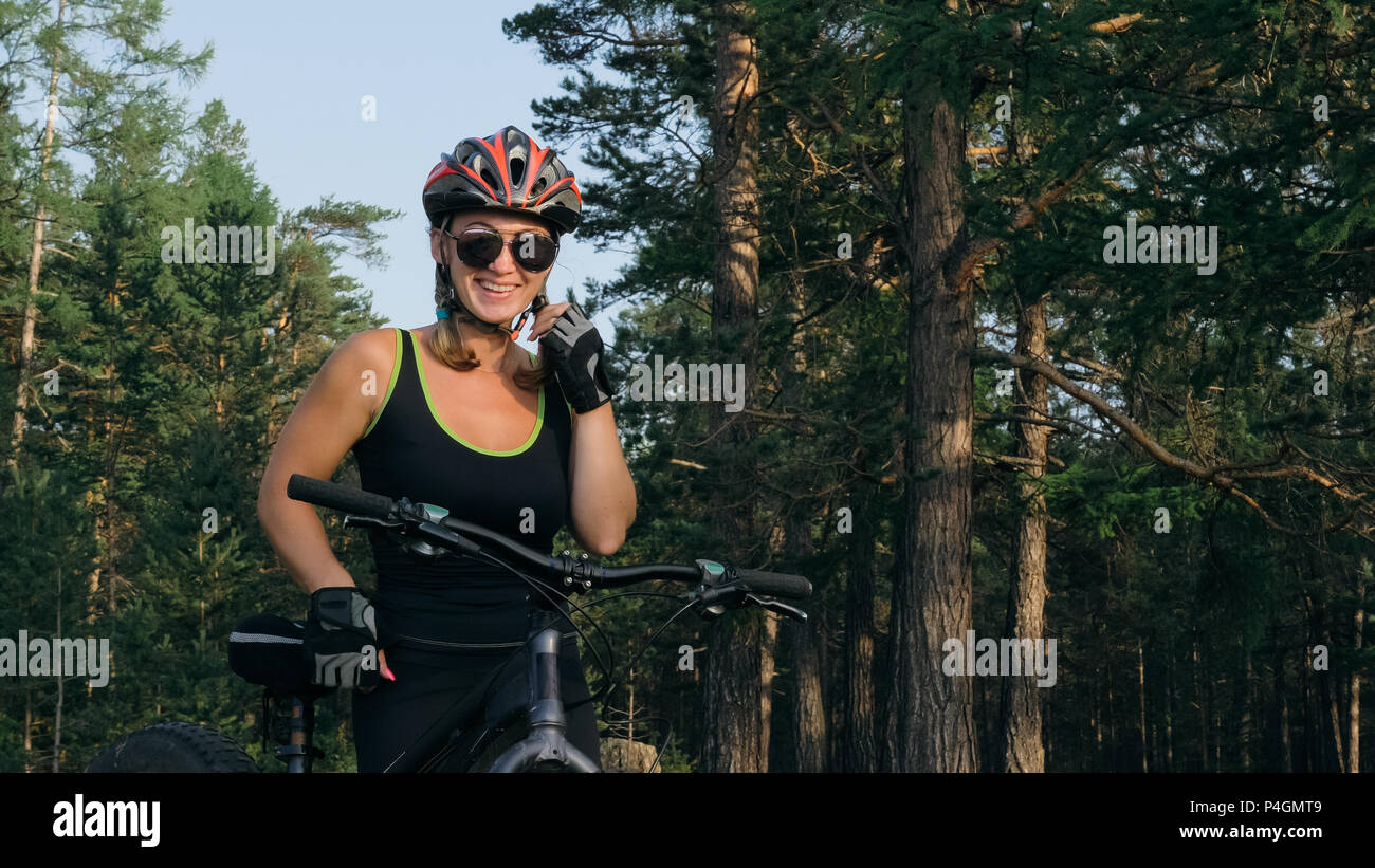 Fat bike also called fatbike or fat-tire bike in summer riding in the ...