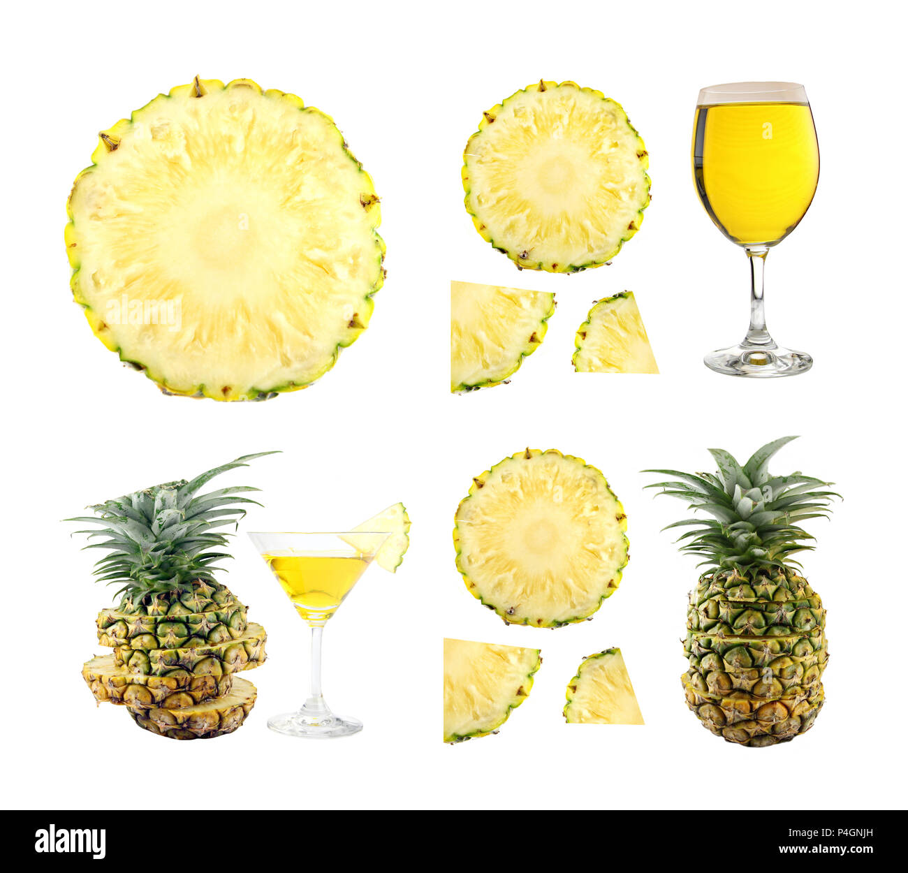 Pineapple set collection isolated on white background for design in ...