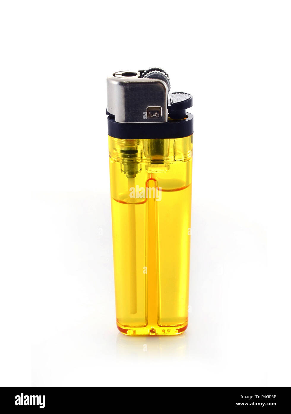 yellow lighter isolated on a white background Stock Photo - Alamy