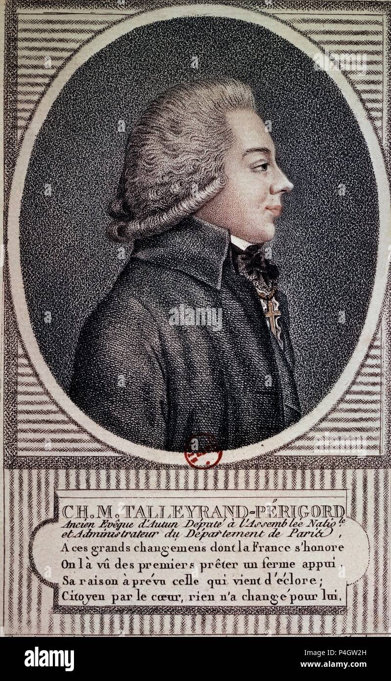 CARLOS TALLEYRAND (1754-1838). Location: NATIONAL LIBRARY, FRANCE Stock ...