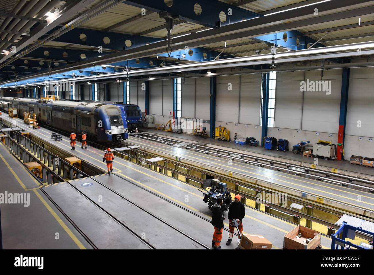 March 13, 2018 - Trappes, France: Scene inside a French railway ...