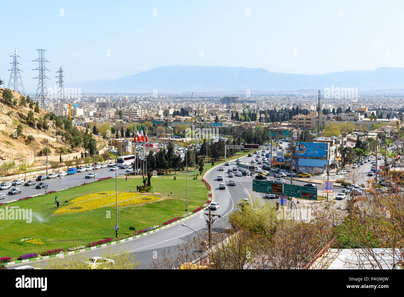 Shiraz, Iran - March 24, 2018: View of the Shiraz city from hillside ...