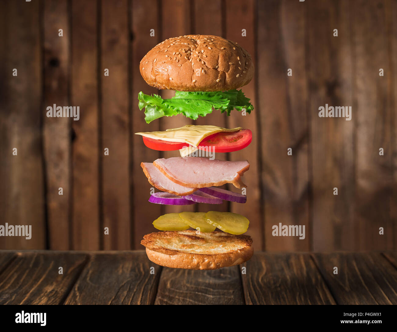 Fresh sandwich flying ingredients hi-res stock photography and images ...