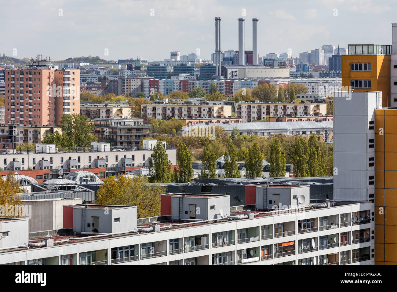Berlin, Germany, Hochhaeuser in Kreuzberg, in the background the ...