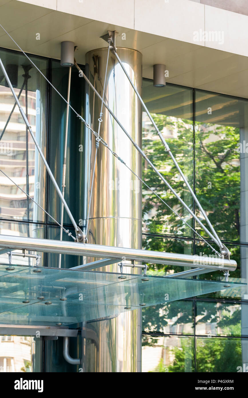 element of the facade fastening of the glass roof of a modern building ...