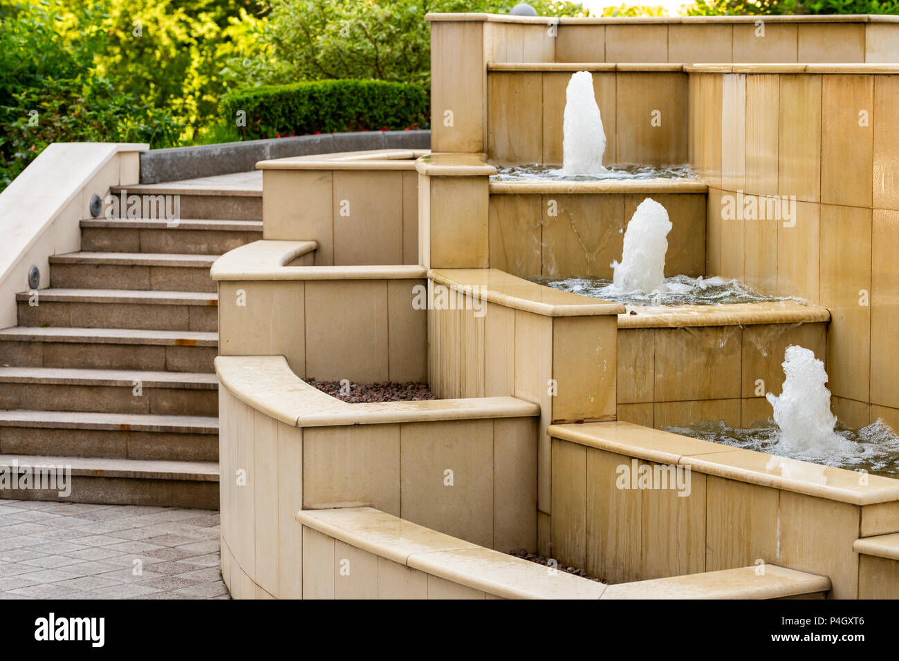 the working fountain is an element of the building structure Stock ...