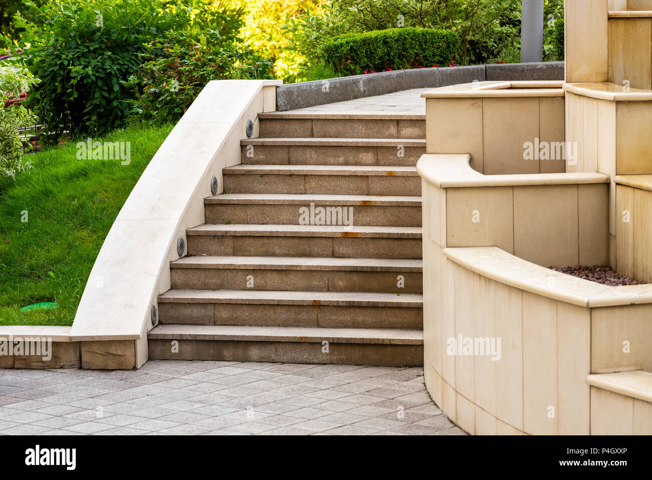 Marble staircase on the street - construction details Stock Photo - Alamy