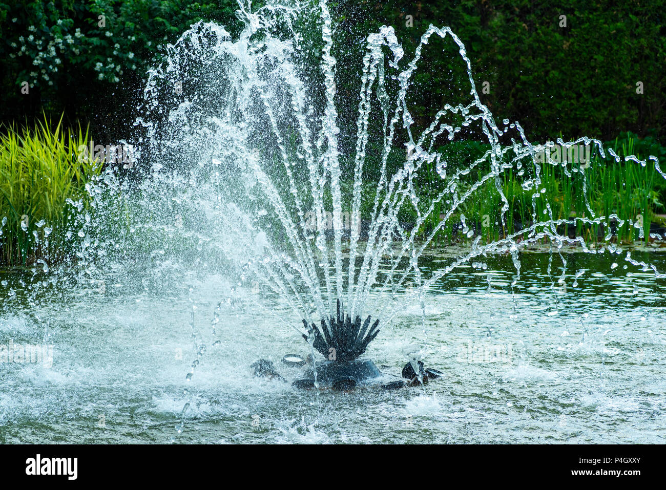 The flow of water in a working fountain Stock Photo - Alamy