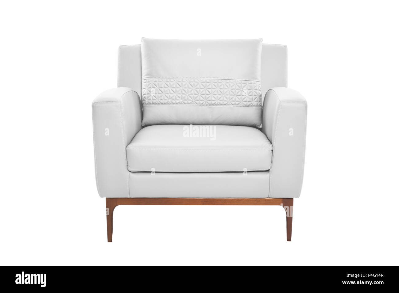 Leather and wood armchair Modern designer chair on white background ...