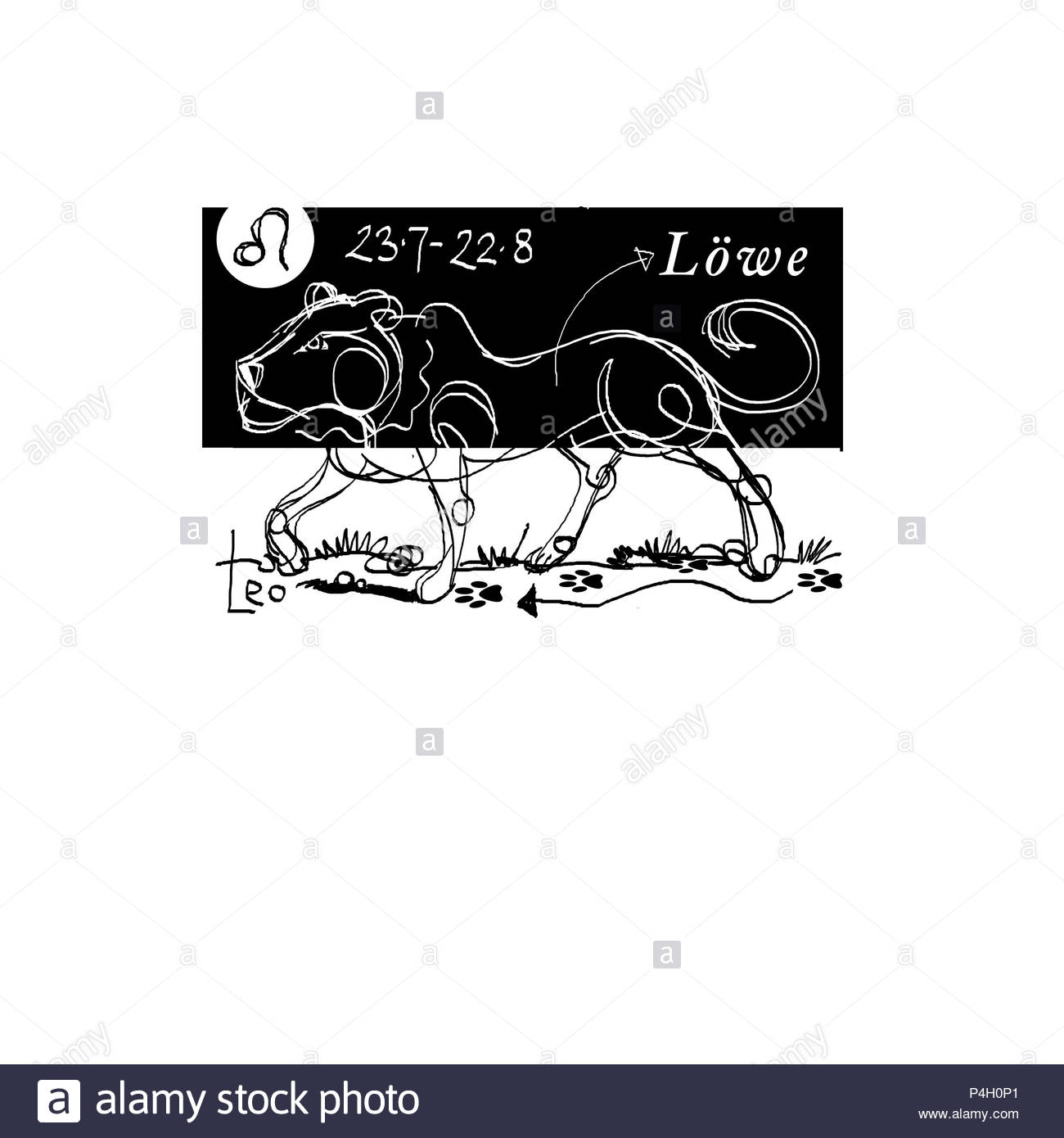 Drawing Leo Zodiac Sign Stock Photos & Drawing Leo Zodiac Sign Stock ...