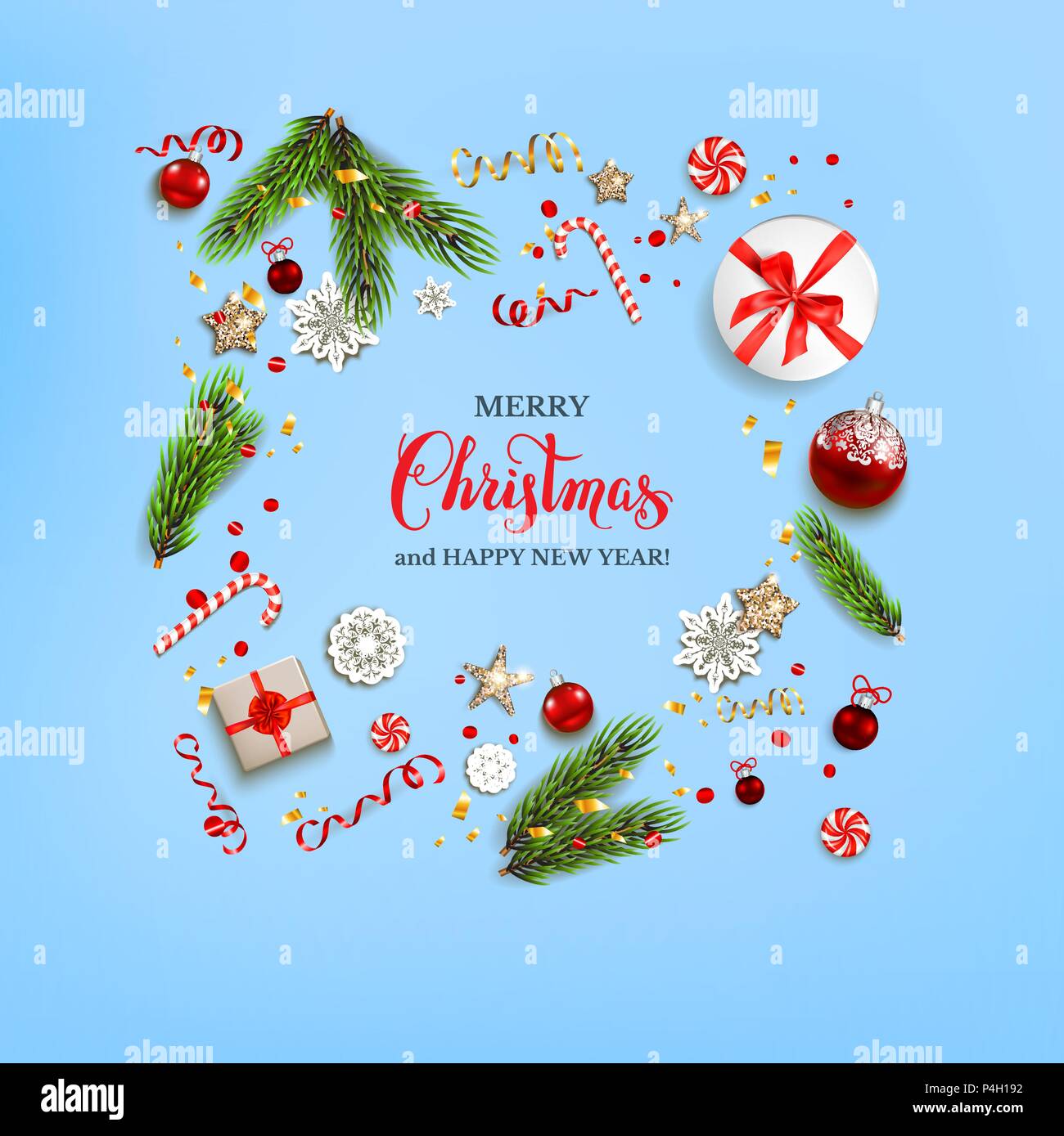 Realistic 3d christmas card Stock Vector Images - Alamy