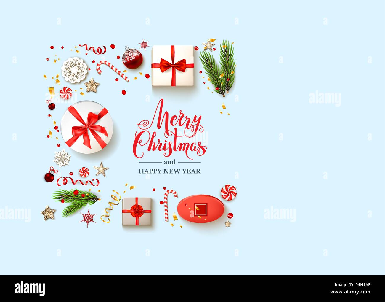 Realistic 3d christmas card Stock Vector Images - Alamy