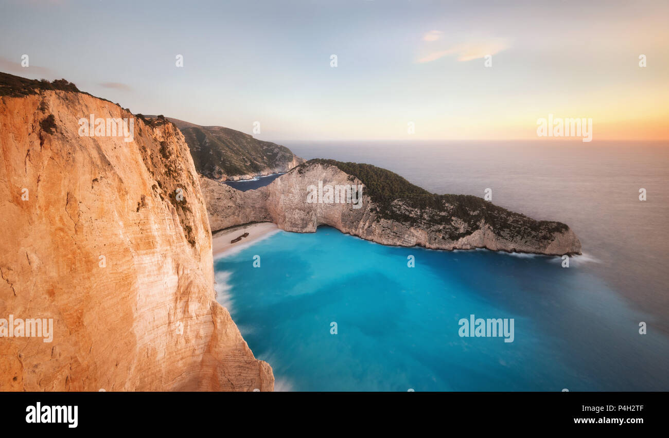 Zakynthos Shipwreck Beach from the Cliffs in Greece taken in Spring ...