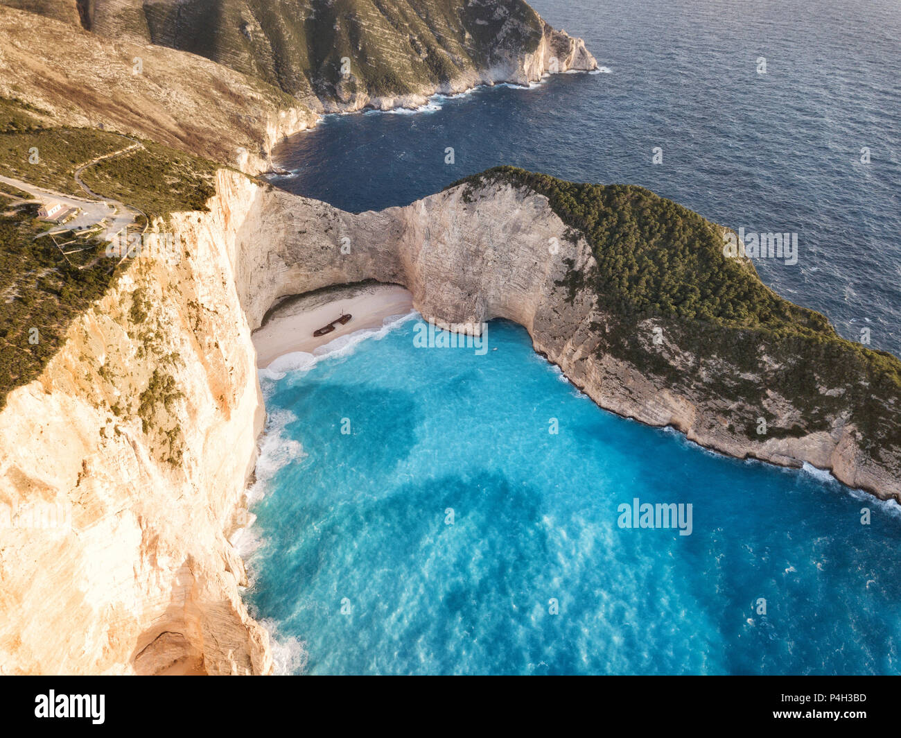 Zakynthos Shipwreck Beach from the Cliffs in Greece taken in Spring ...