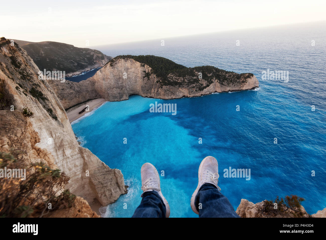 Zakynthos Shipwreck Beach from the Cliffs in Greece taken in Spring ...
