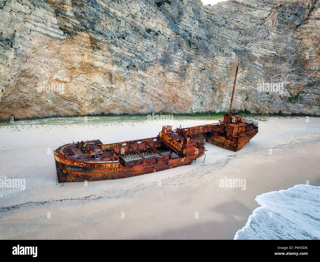 Zakynthos Shipwreck Beach from the Cliffs in Greece taken in Spring ...