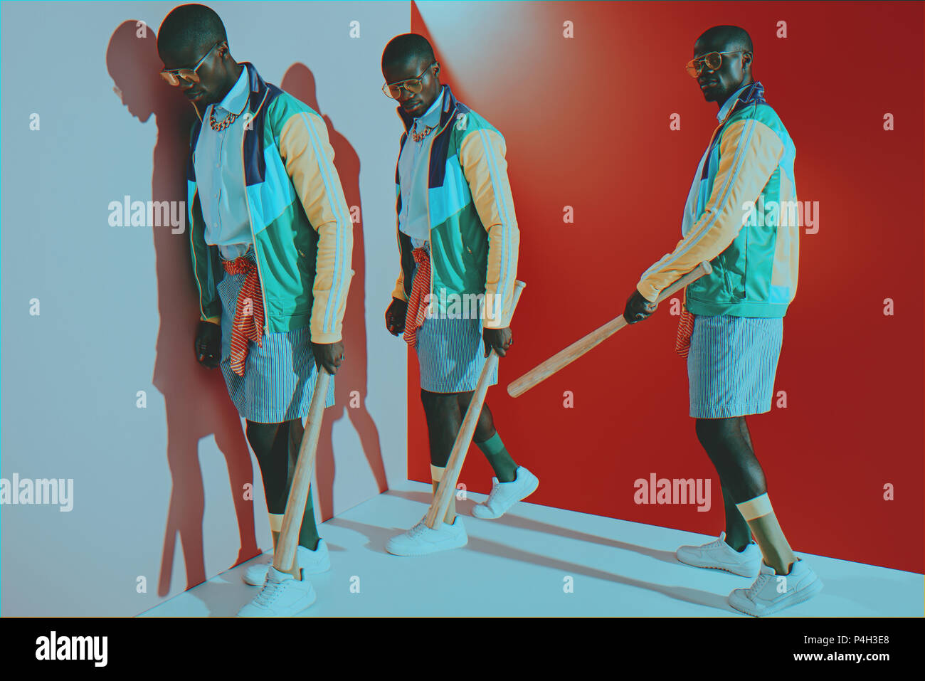 sequence shot of stylish young african american man walking with ...