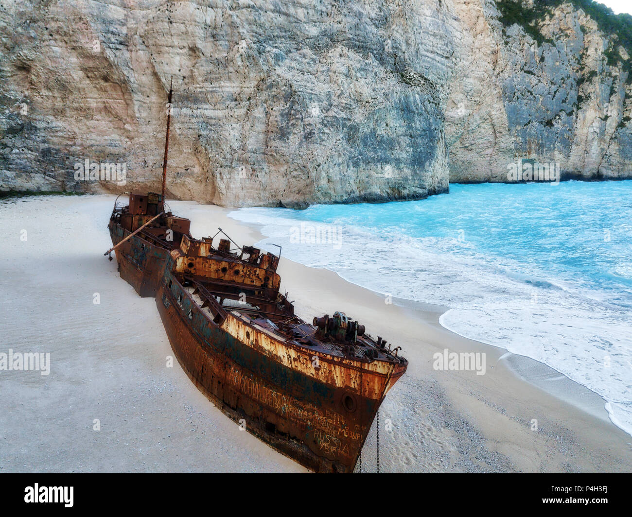 Zakynthos Shipwreck Beach from the Cliffs in Greece taken in Spring ...