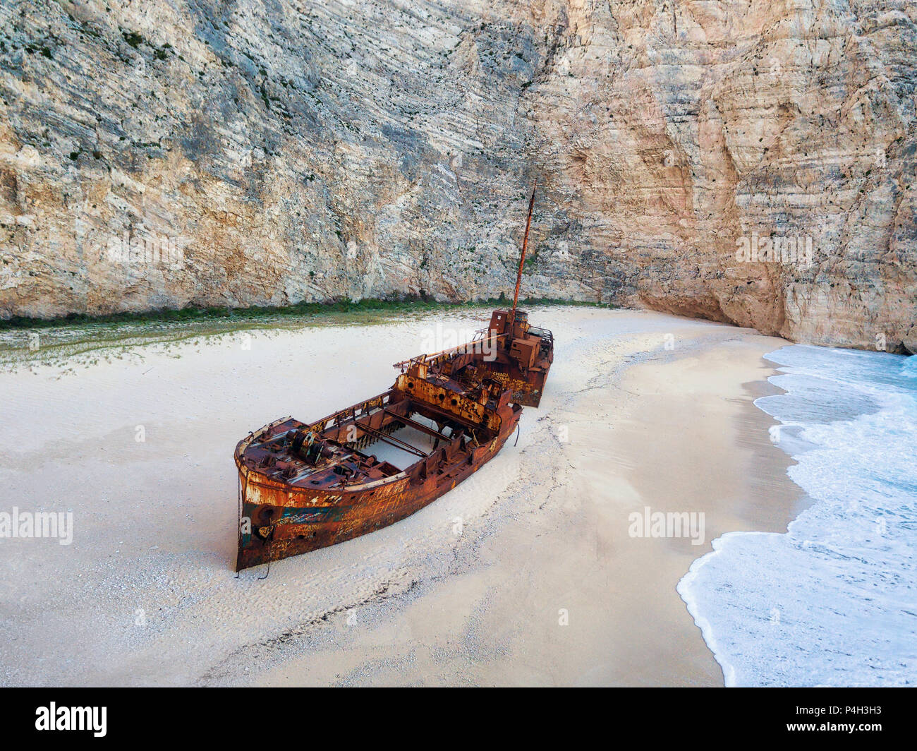 Zakynthos Shipwreck Beach from the Cliffs in Greece taken in Spring ...