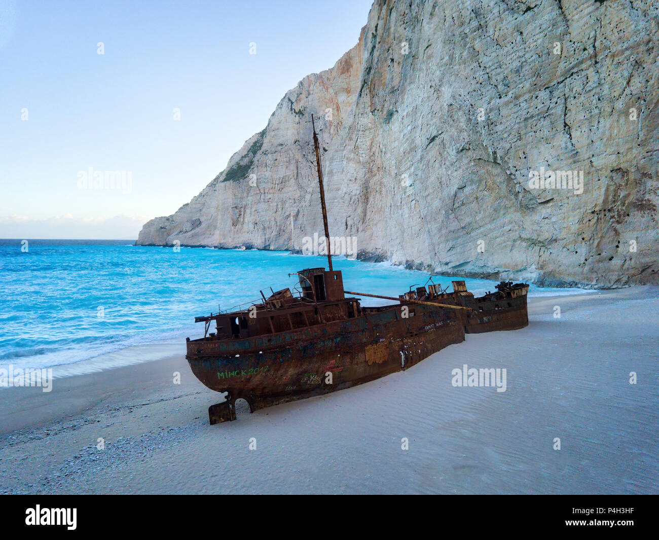 Zakynthos Shipwreck Beach from the Cliffs in Greece taken in Spring ...