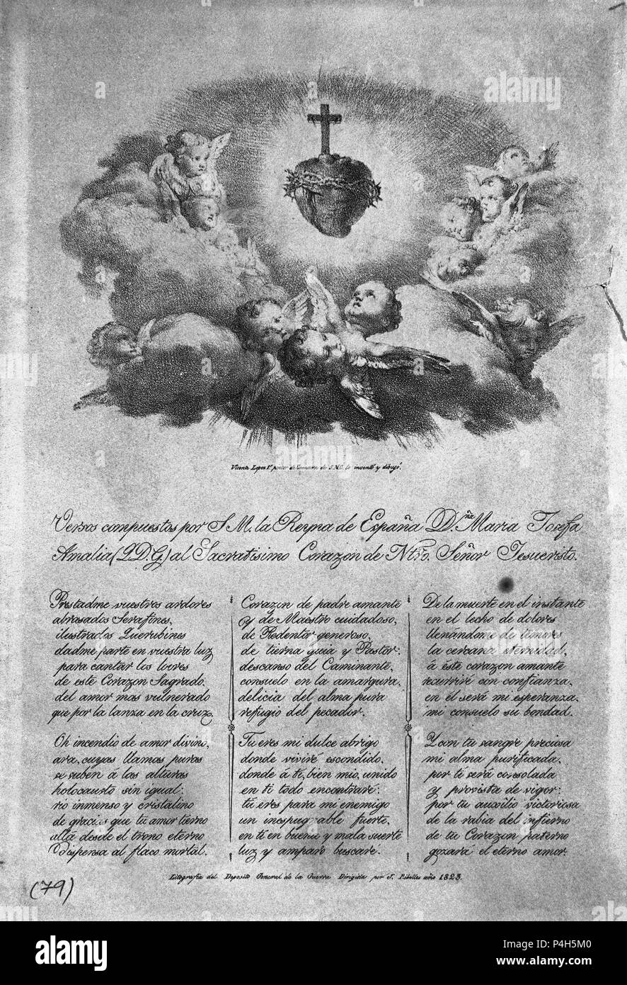 VERSOS COMPUESTOS POR LA REINA MARIA JOSEFA AMALIA AL SAGRADO CORAZON ...