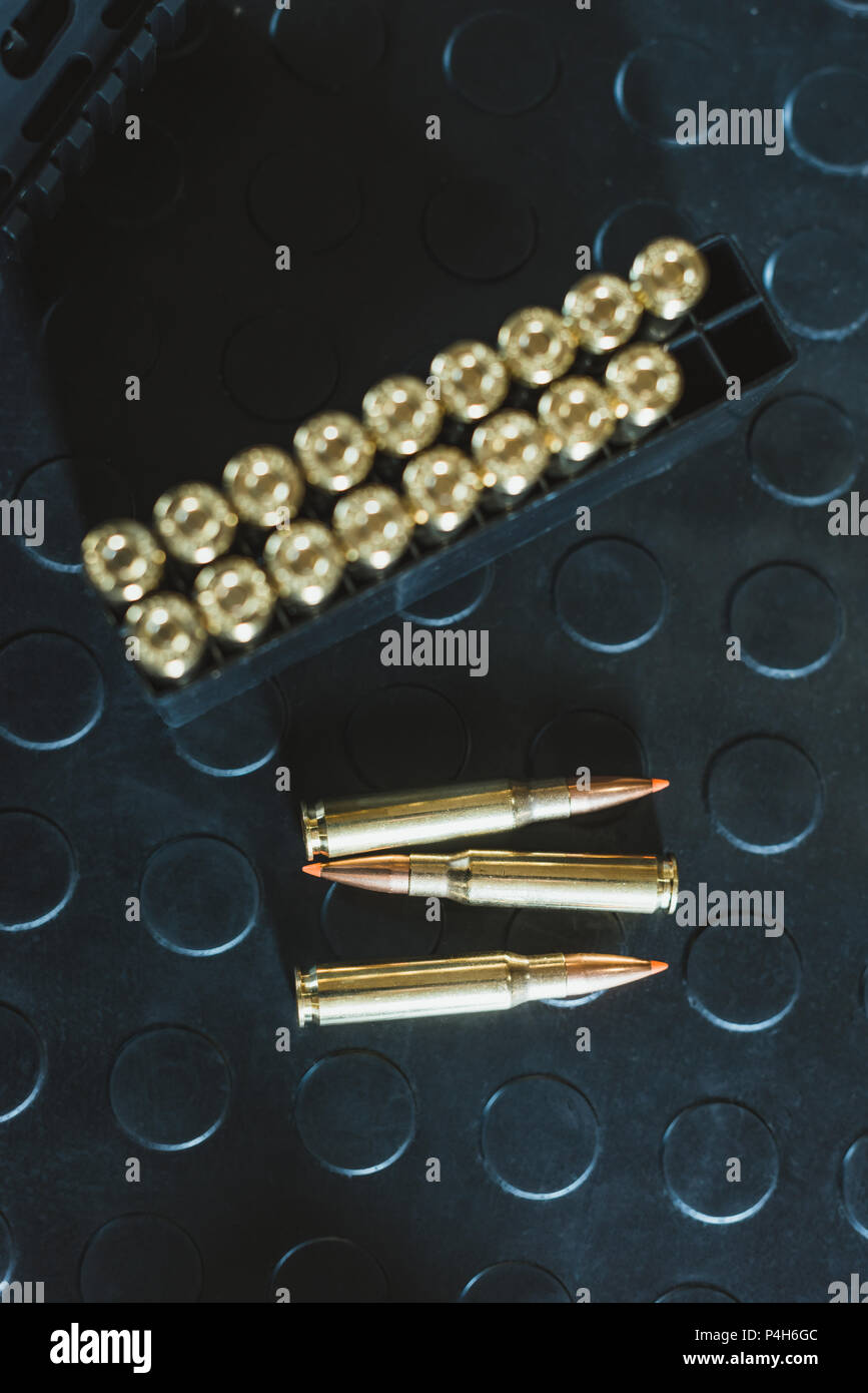top view of bullets on dark surface Stock Photo - Alamy