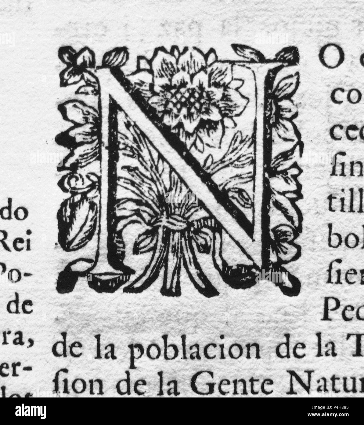 LETRA N - LETRA CAPITULAR - INICIAL HISTORIADA. Location: INSTITUTO DE ...