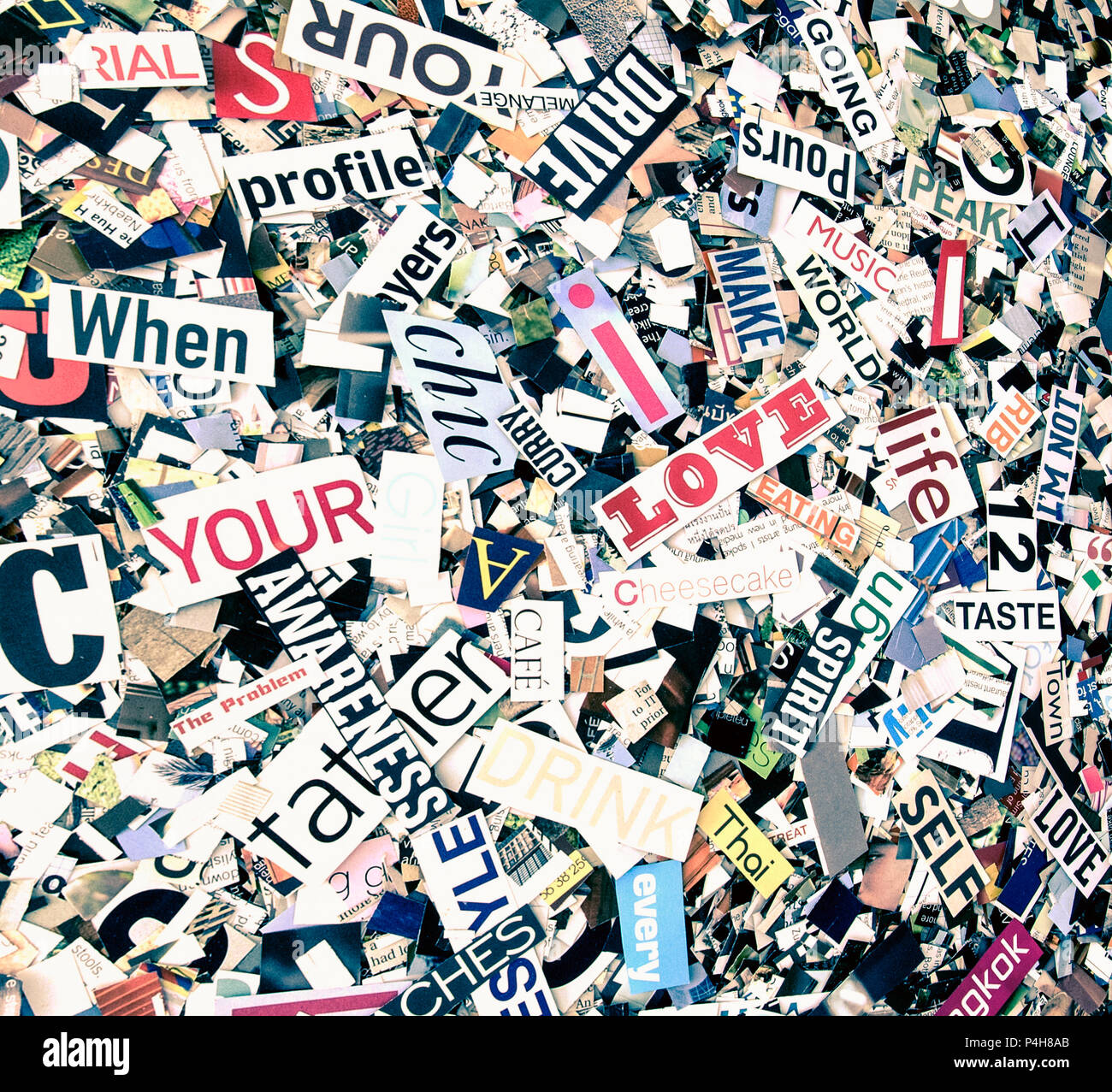 Random words and letters magaazine baxground Stock Photo - Alamy