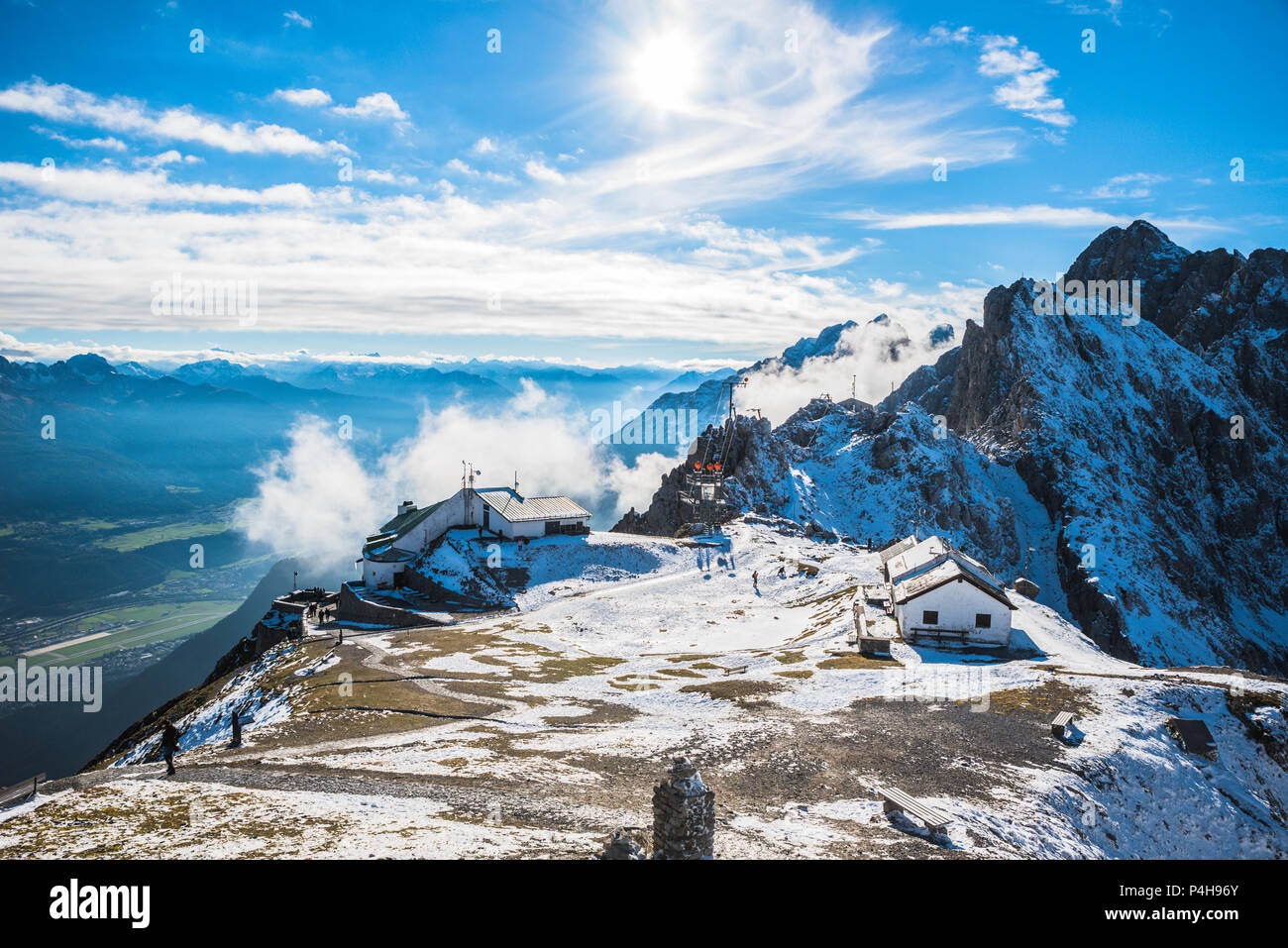 Mountain station of Hafelekar and Seegrube cable railway at Innsbruck ...