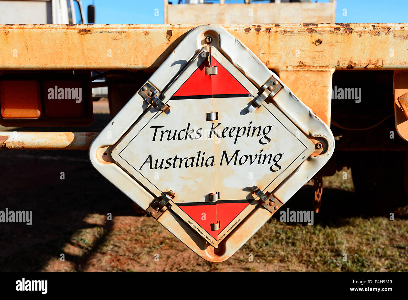 Trucks keeping Australia moving sign attached to the back of a truck ...