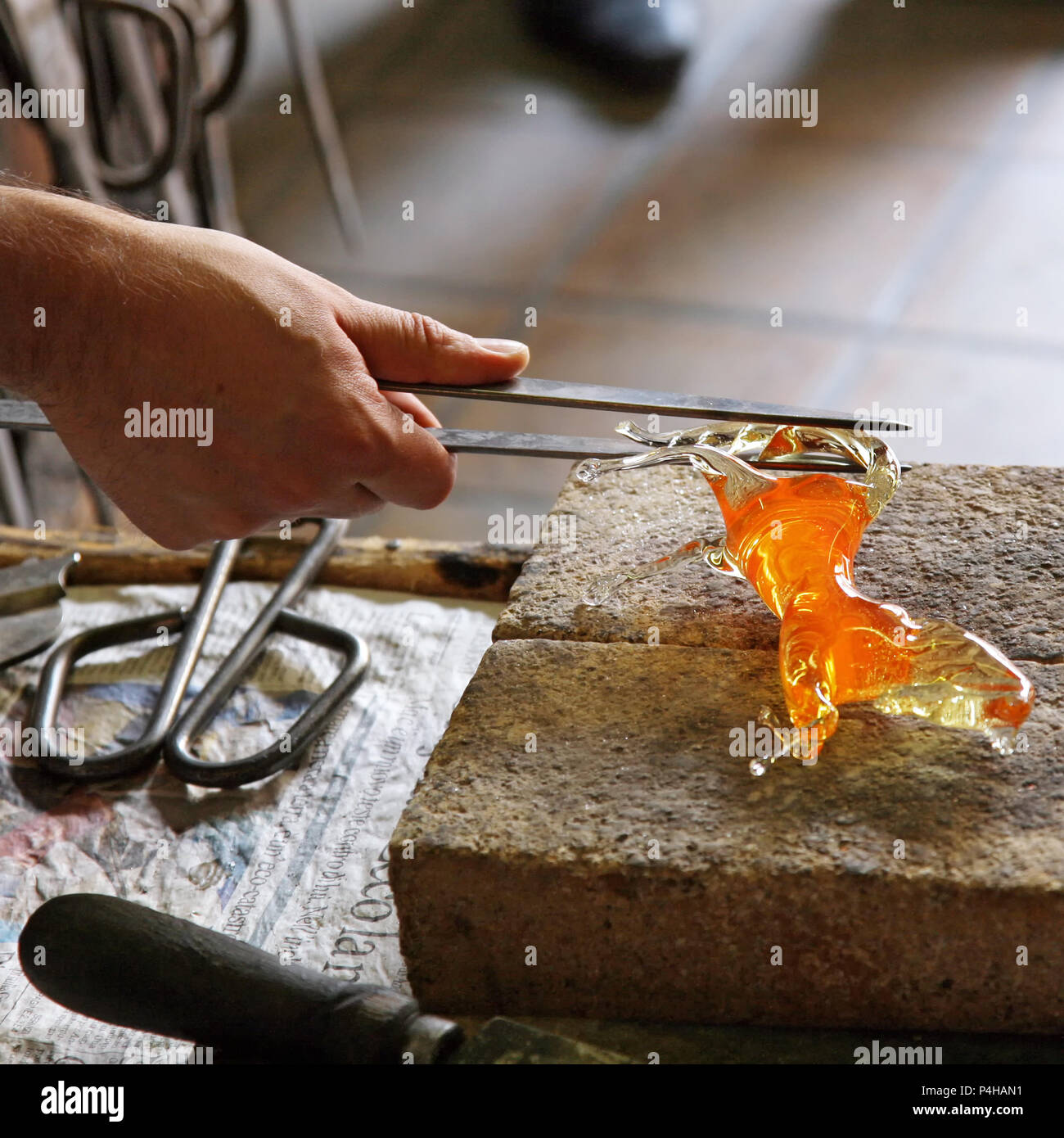 Making of glass in furnace hi-res stock photography and images - Alamy