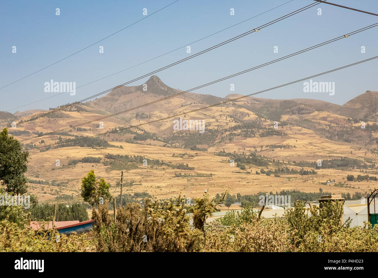 Addis Ababa, Ethiopia, January 30, 2014, Rural Ethiopia, Farm land, dry ...