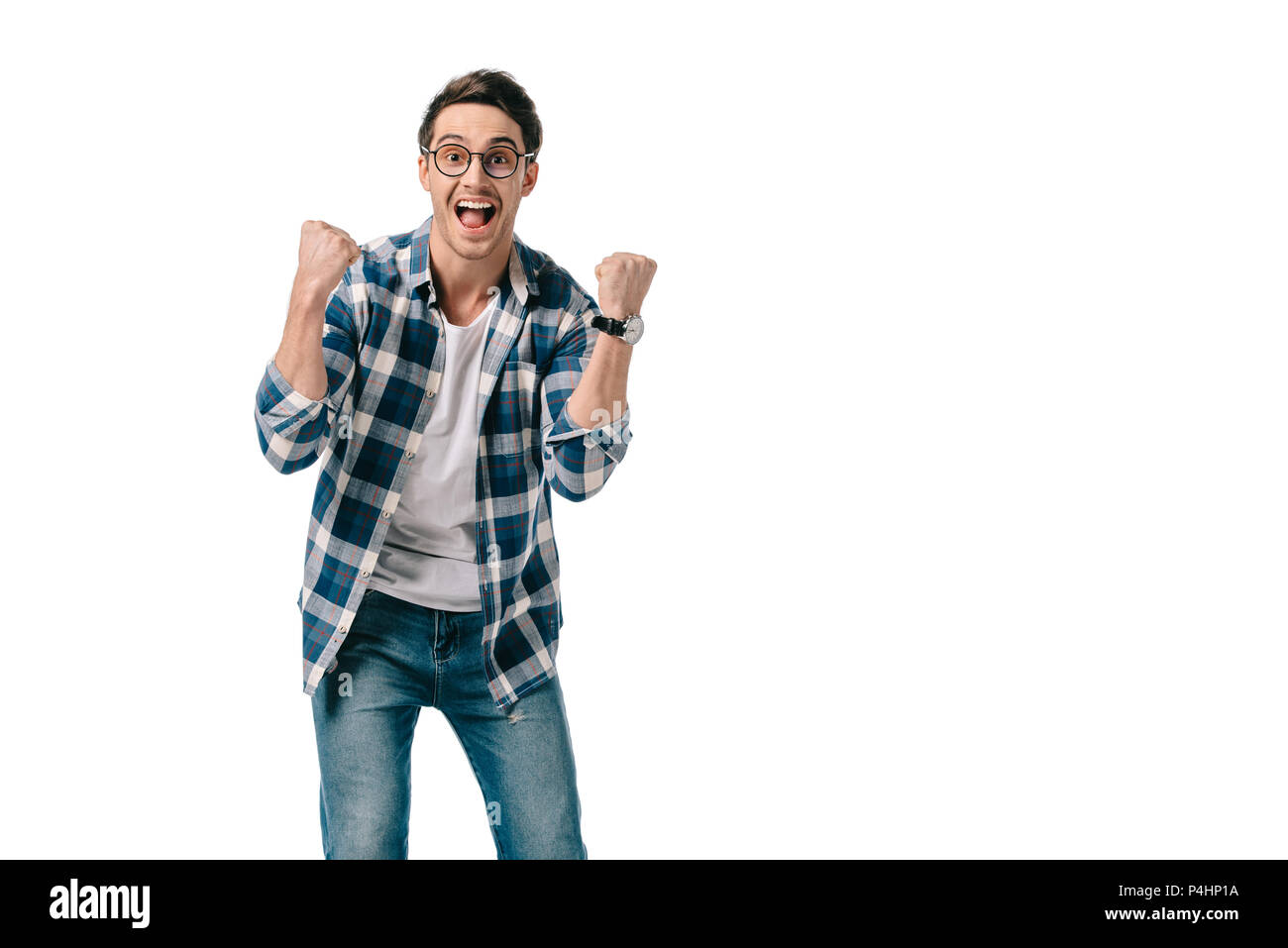 happy man showing yes sign isolated on white Stock Photo - Alamy