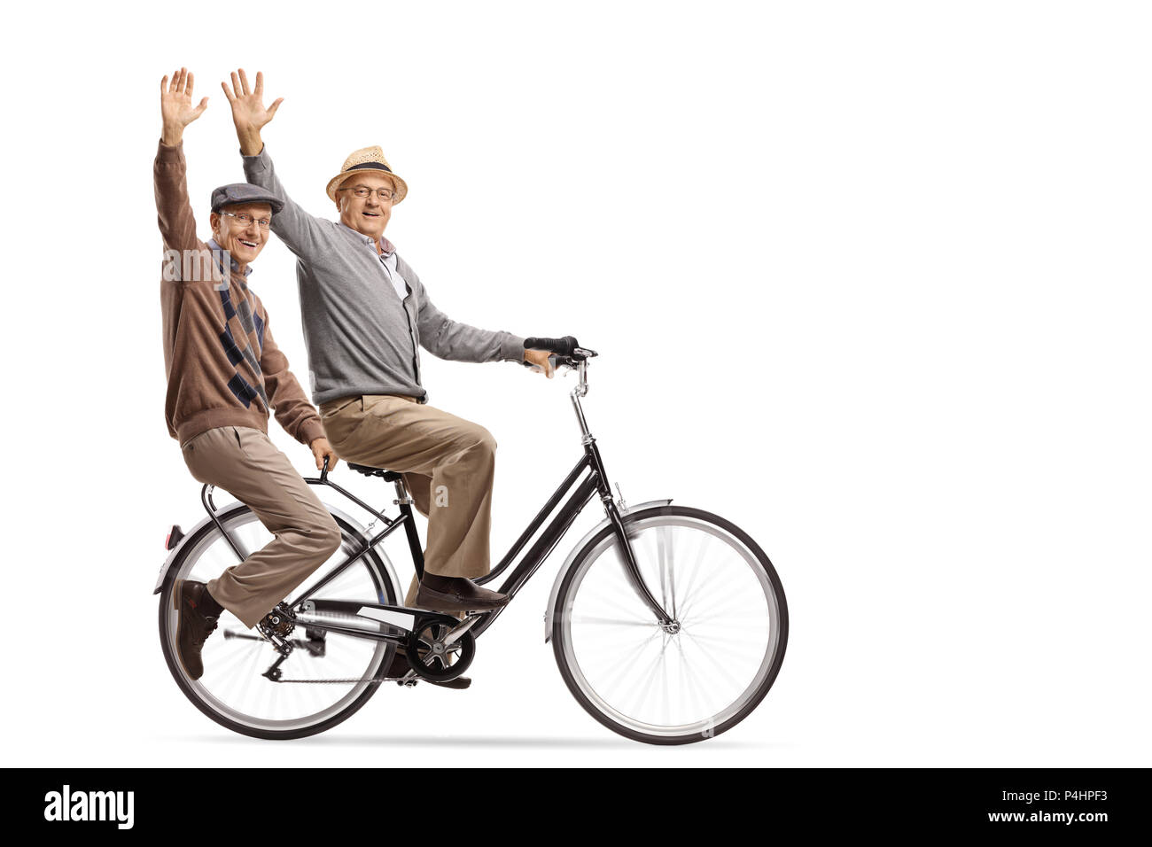 Old man on bicycle waving hi-res stock photography and images - Alamy