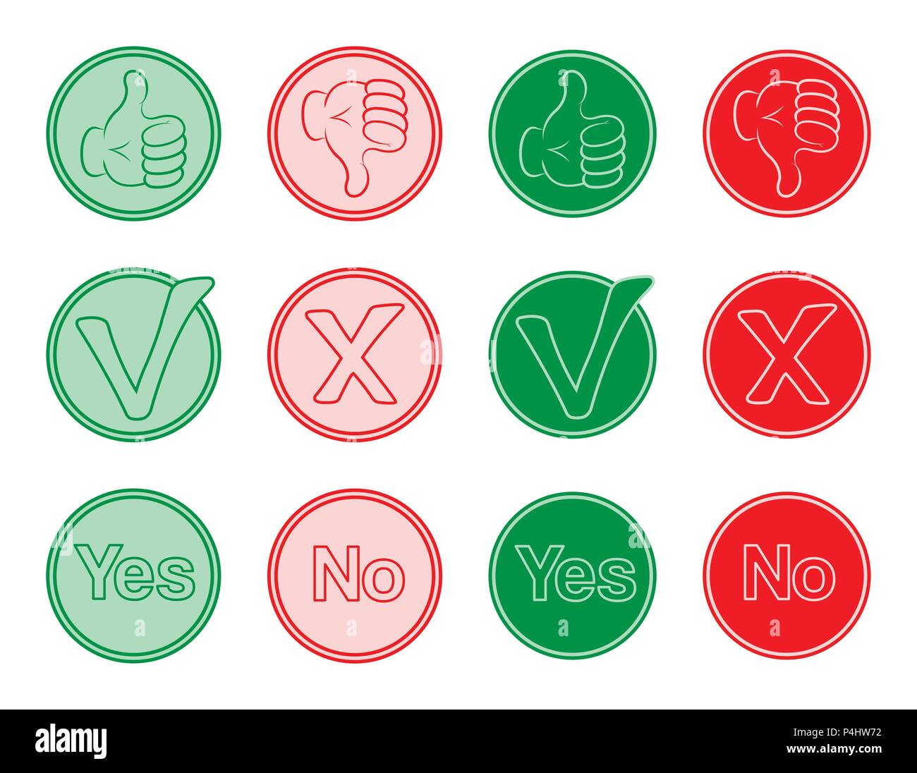 Thumb icons and check marks for election symbols by voting in ...